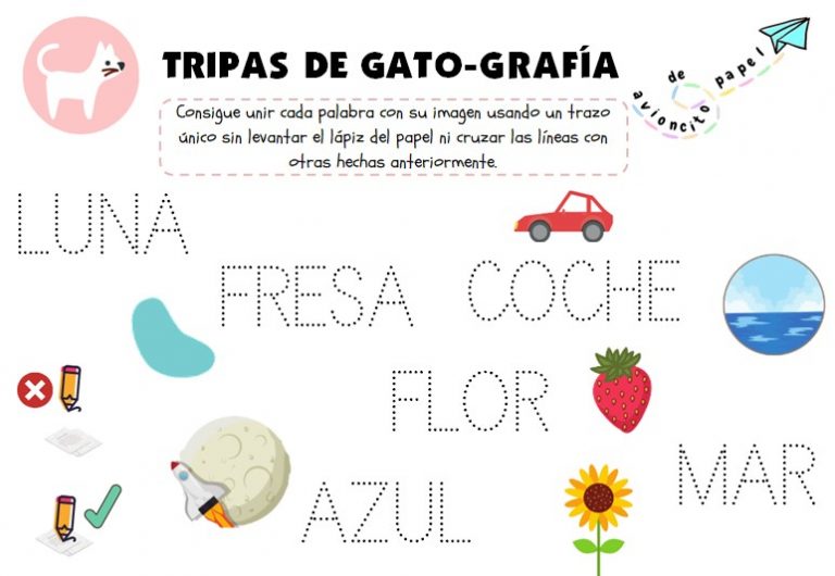 Juego sobre papel: Tripas de gato - Avioncito de papel