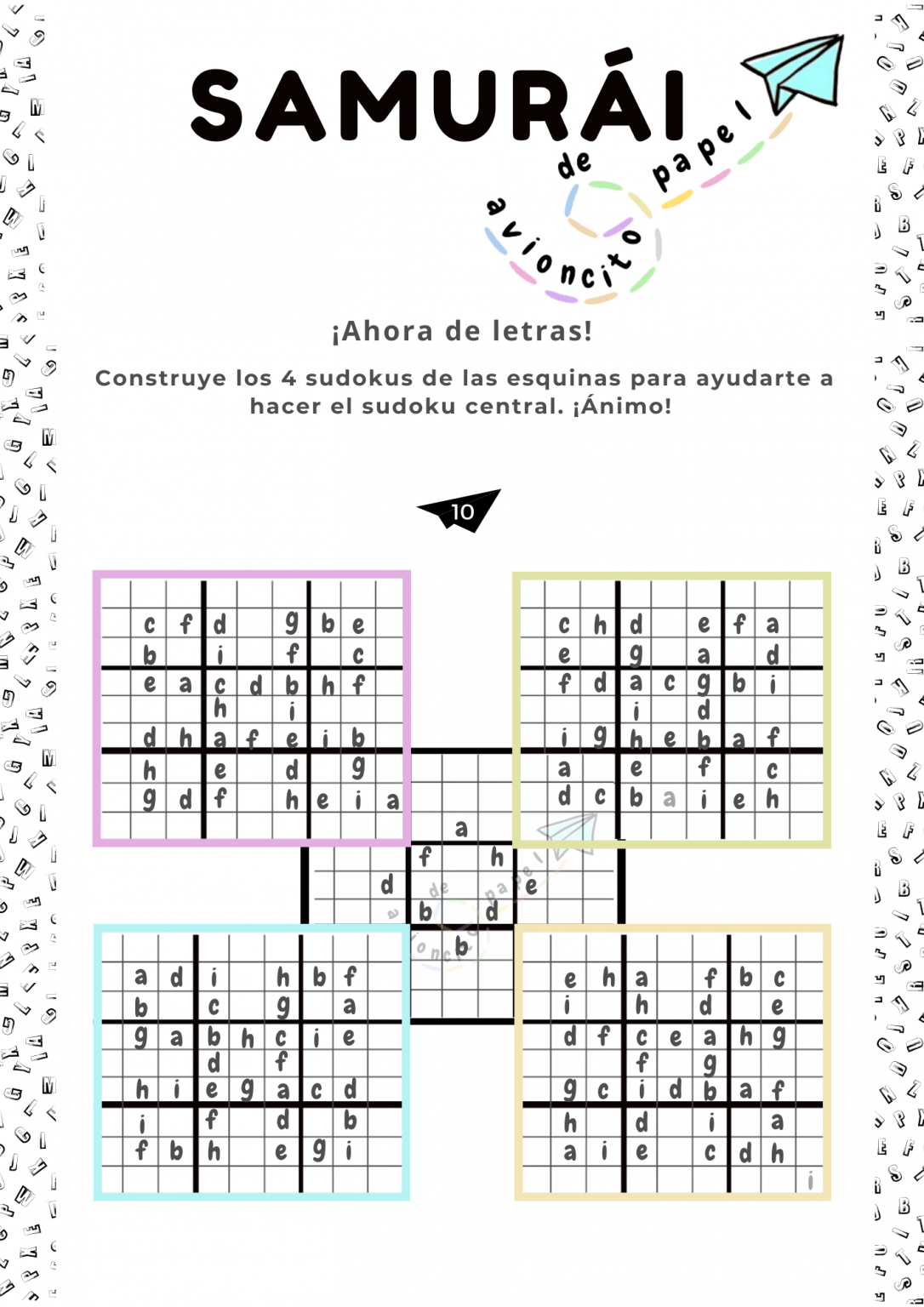 Pack para hacer Sudokus de letras - Avioncito de papel